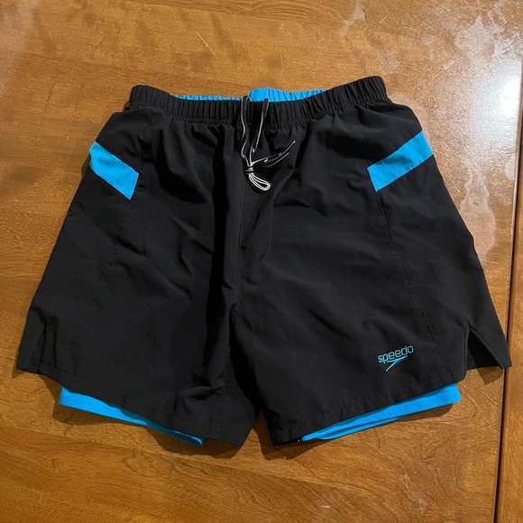 Speedo | Shorts | Speedofit Turbodri Mesh Black And Blue Running Shorts ...
